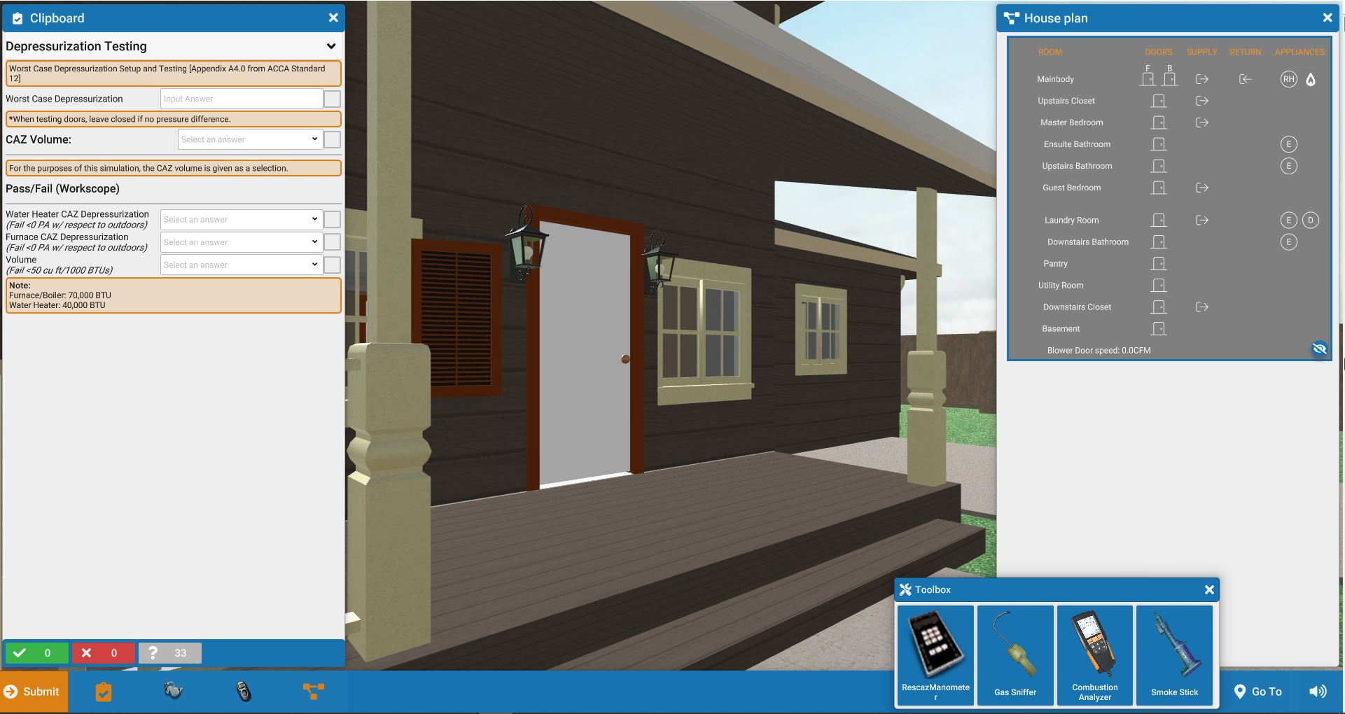 EnergySmart Institute - RESNET CAZ Testing Practice in the Simulation Tool